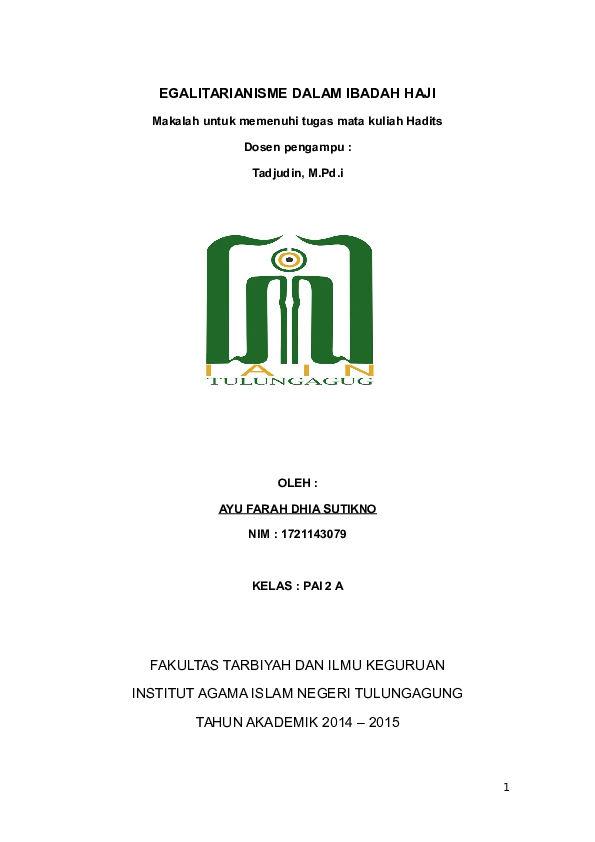 (DOC) EGALITARIANISME DALAM IBADAH HAJI