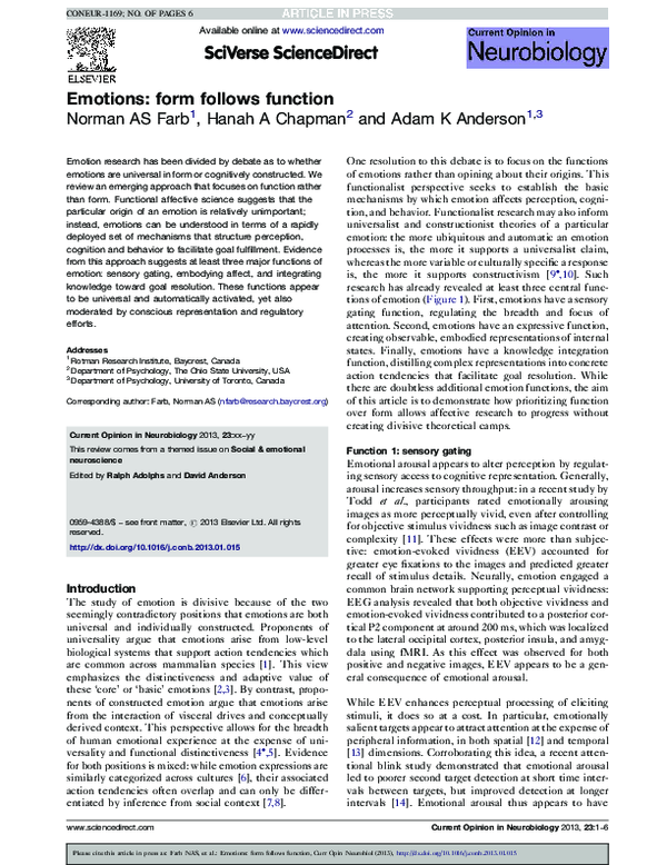 (PDF) Emotions: form follows function