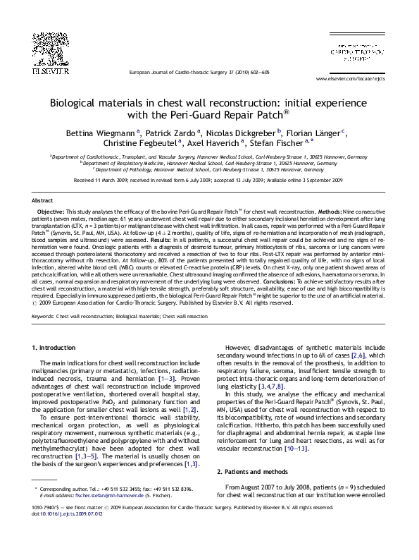 (PDF) Biological materials in chest wall reconstruction: initial ...