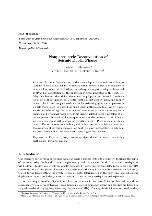 (PDF) Nonparametric Deconvolution of Seismic Depth Phases