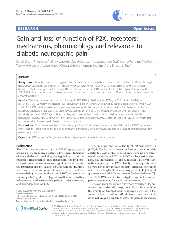 (PDF) Gain and loss of function of P2X7 receptors: mechanisms ...