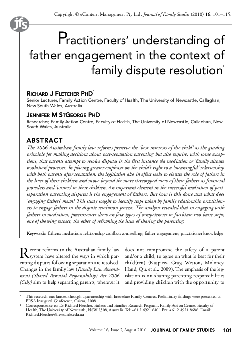 (PDF) Practitioners' understanding of father engagement in the context ...