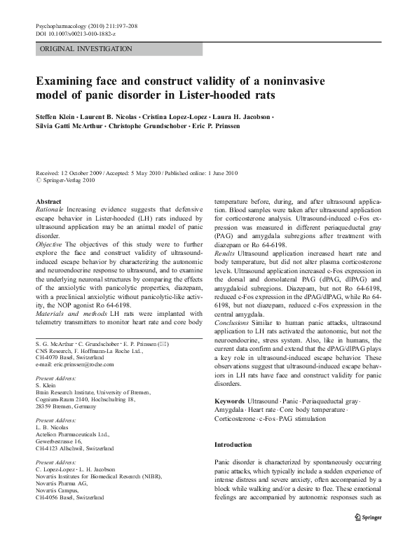 (PDF) Examining face and construct validity of a noninvasive model of ...