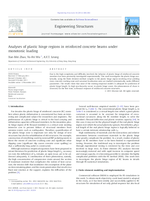 (PDF) Analyses of plastic hinge regions in reinforced concrete beams ...