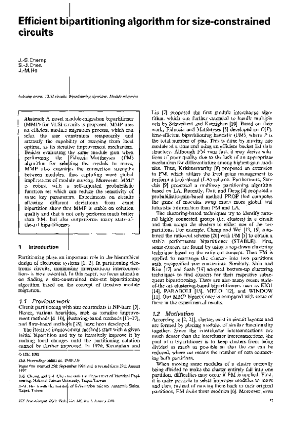 (PDF) Efficient bipartitioning algorithm for size-constrained circuits