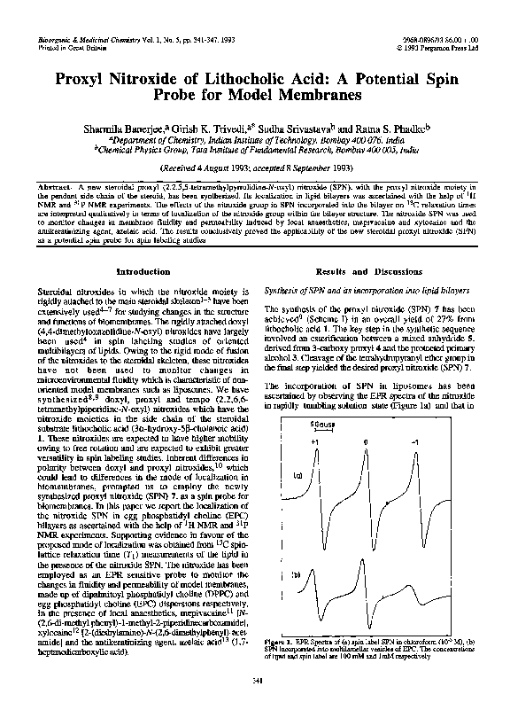 (PDF) Proxyl nitroxide of lithocholic acid: A potential spin probe for ...