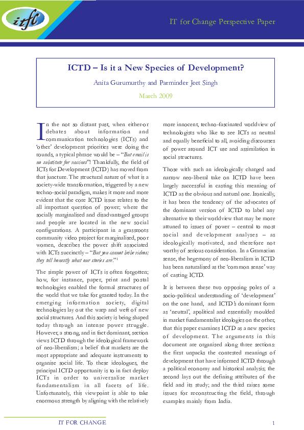 ICTD – Is it a New Species of Development