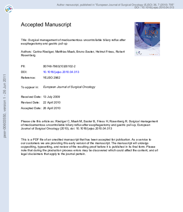 (PDF) Surgical management of medicamentous, uncontrollable biliary ...