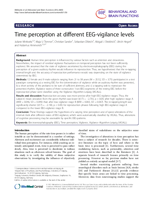 (PDF) Time perception at different EEG-vigilance levels