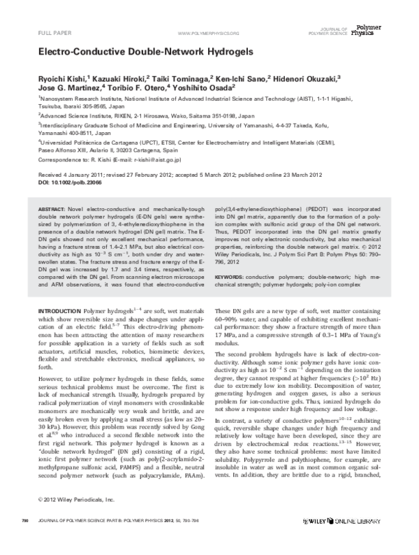 (PDF) Electro-conductive double-network hydrogels
