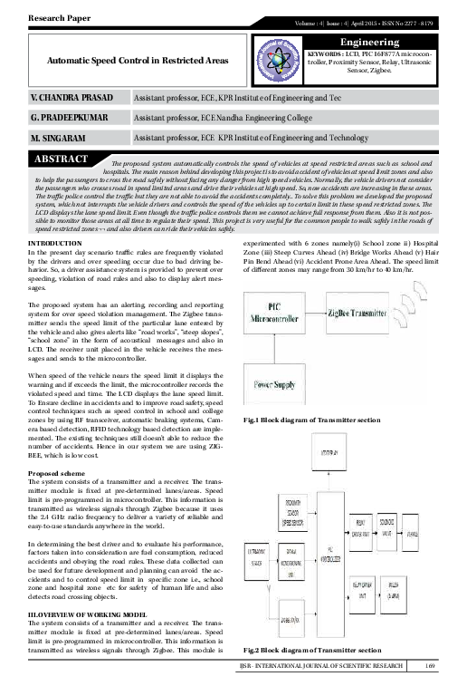 (PDF) Automatic Speed Control in Restricted Areas