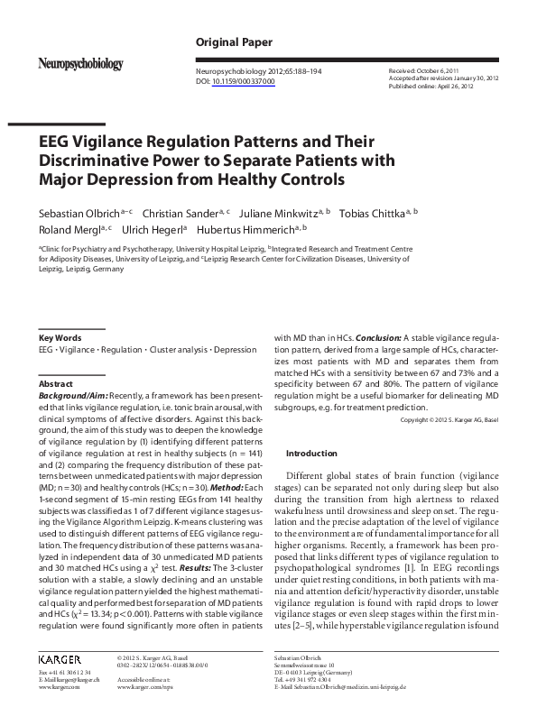 (PDF) EEG Vigilance Regulation Patterns and Their Discriminative Power ...