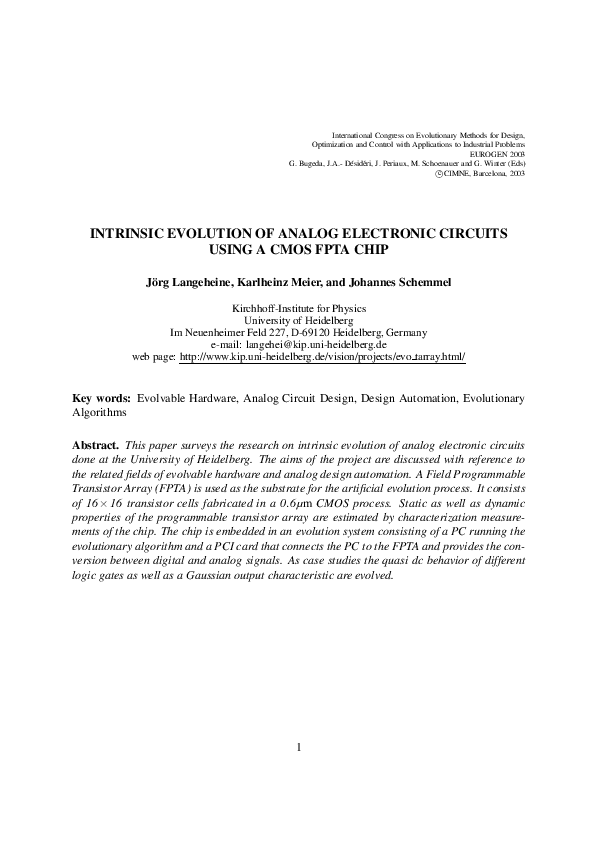 (PDF) Intrinsic evolution of analog electronic circuits using a CMOS FPTA chip
