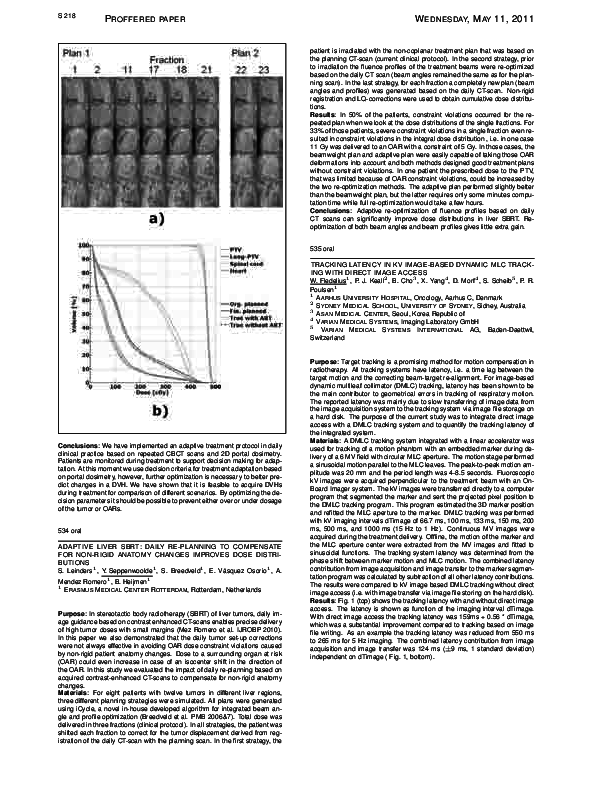 (PDF) 535 oral TRACKING LATENCY IN KV IMAGE-BASED DYNAMIC MLC TRACKING WITH DIRECT IMAGE ACCESS