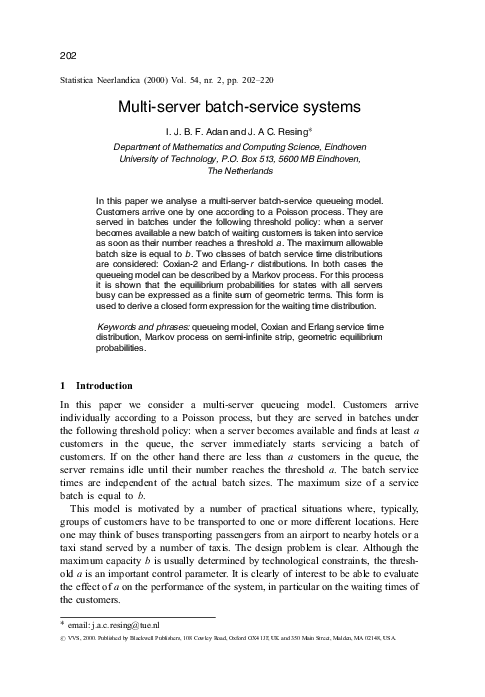 (PDF) Multi-server Batch-service Systems