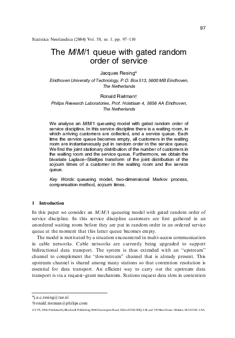 (PDF) The M/M/1 queue with gated random order of service