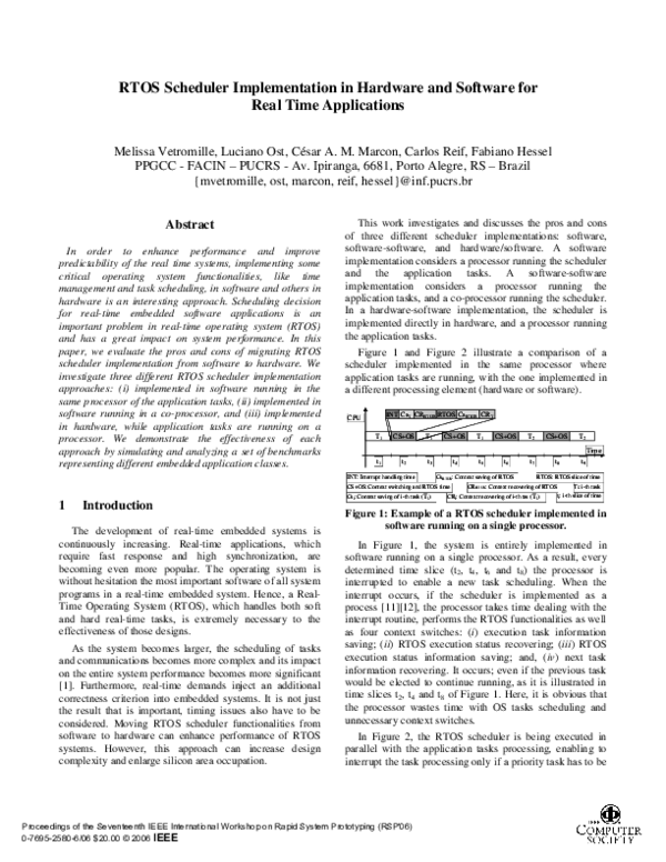 Pdf Rtos Scheduler Implementation In Hardware And Software For Real Time Applications