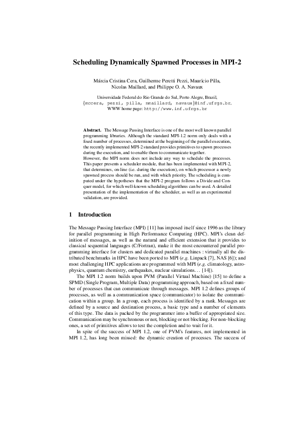 Pdf Scheduling Dynamically Spawned Processes In Mpi 2