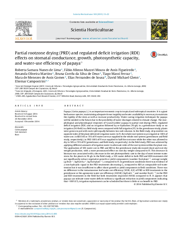 Pdf Partial Rootzone Drying Prd And Regulated Deficit Irrigation