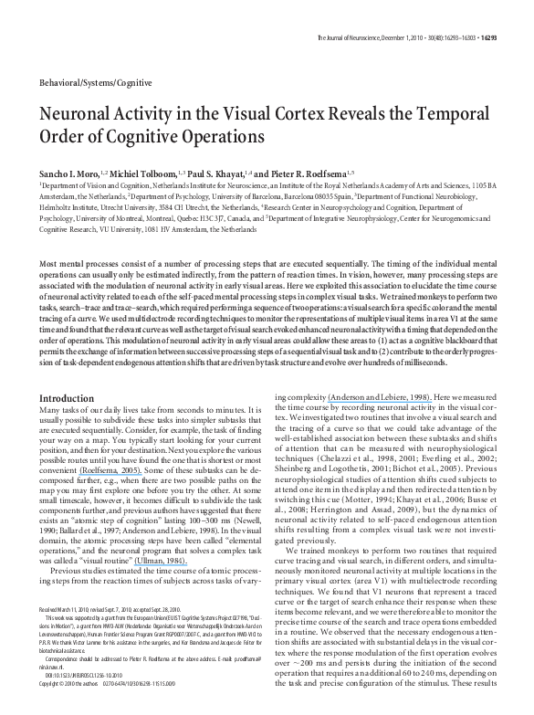 Pdf Neuronal Activity In The Visual Cortex Reveals The Temporal Order