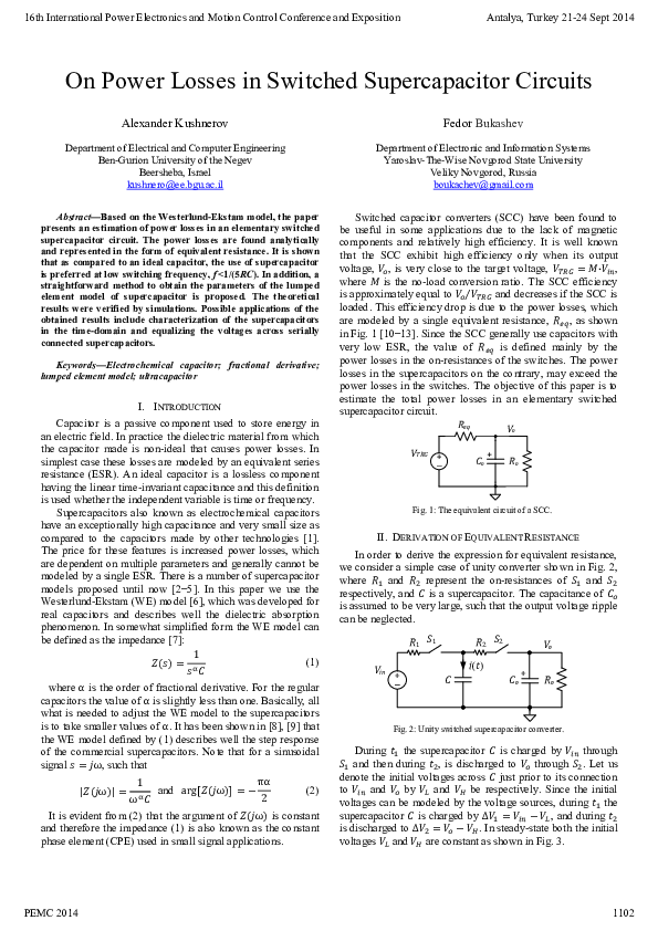 (PDF) On power losses in switched supercapacitor circuits