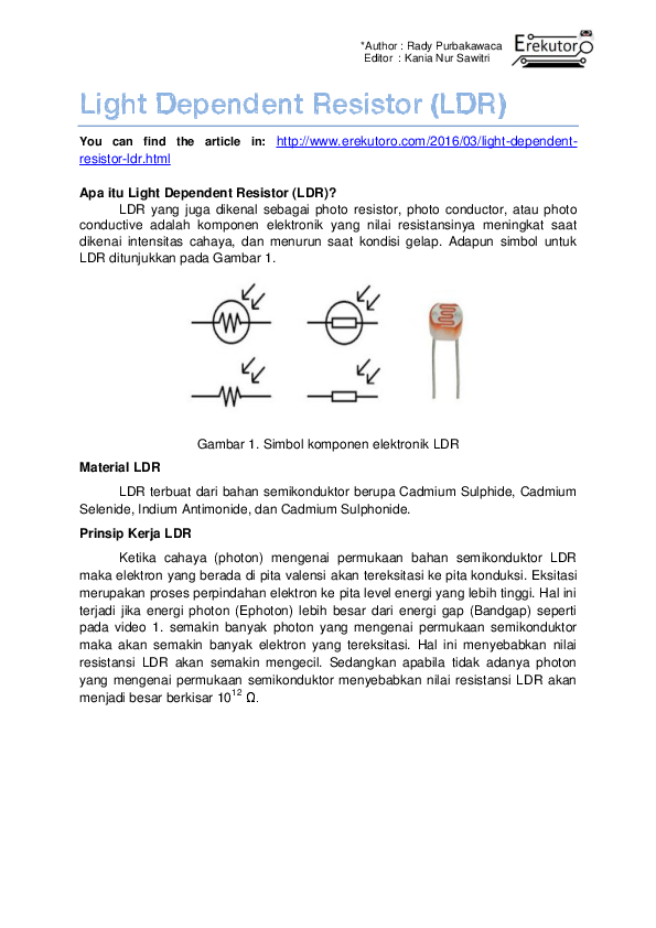 (PDF) Light Dependent Resistor (LDR