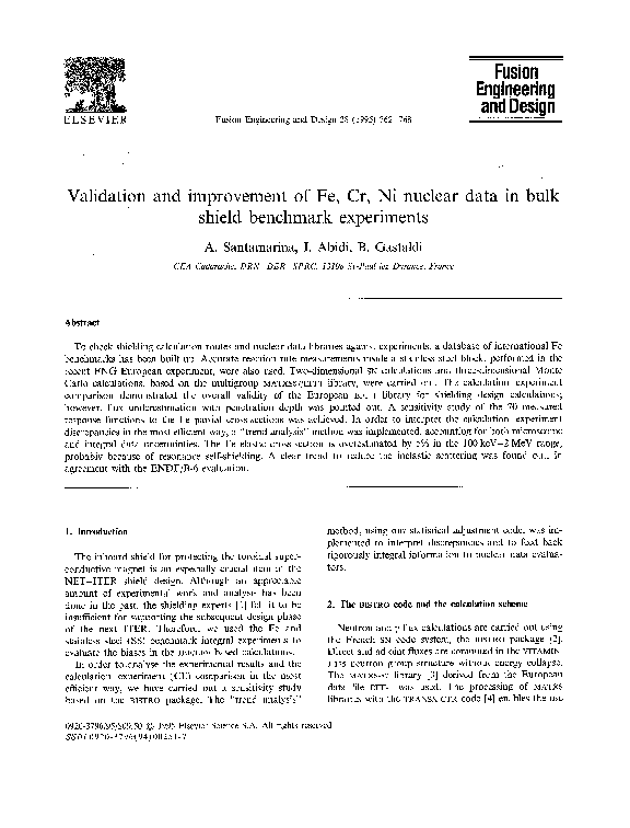 (PDF) Validation and improvement of Fe, Cr, Ni nuclear data in bulk shield benchmark experiments ...