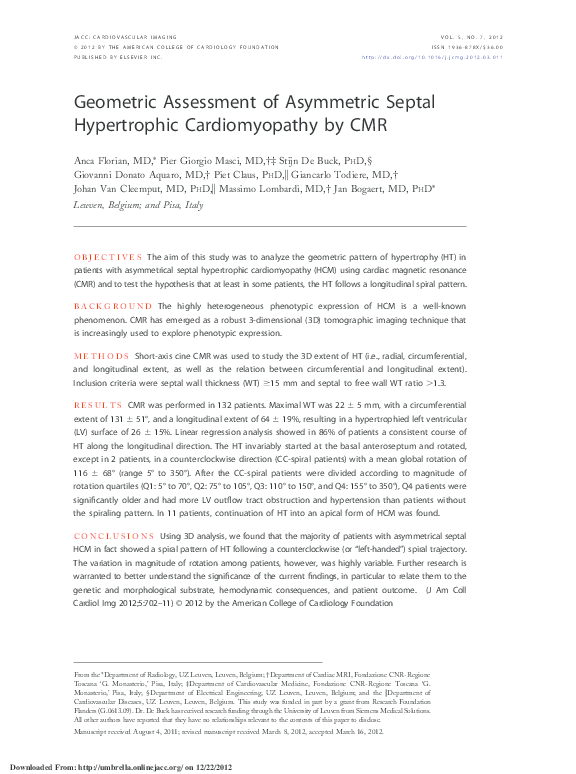 (PDF) Geometric Assessment of Asymmetric Septal Hypertrophic ...