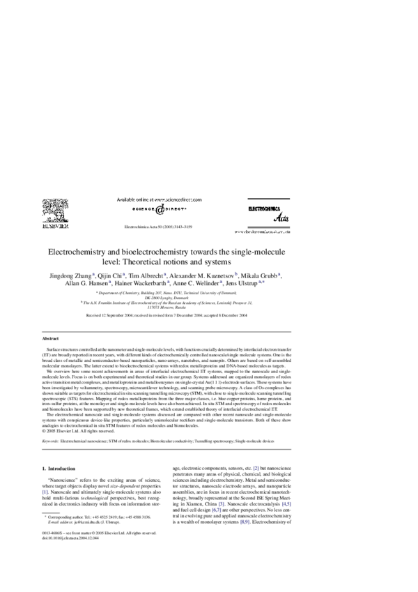 (PDF) Electrochemistry and bioelectrochemistry towards the single ...