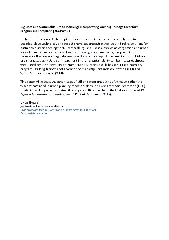 (PDF) Big Data and Sustainable Urban Planning: Incorporating Arches ...