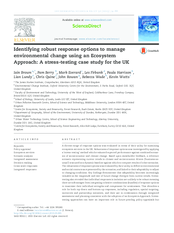 (PDF) Identifying robust response options to manage environmental ...
