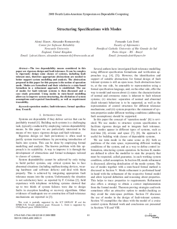 (PDF) Structuring Specifications with Modes