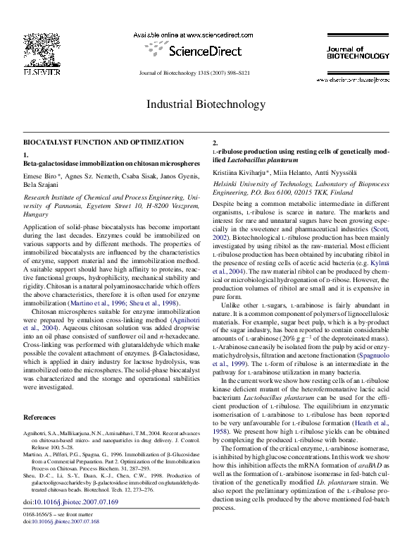 (PDF) Beta-galactosidase immobilization on chitosan microspheres