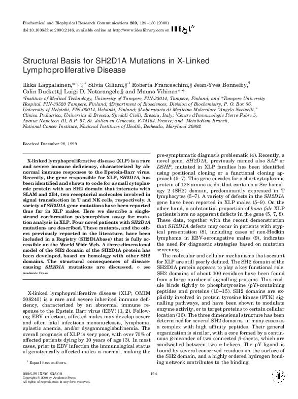 (PDF) Structural basis for SH2D1A mutations in X-linked ...