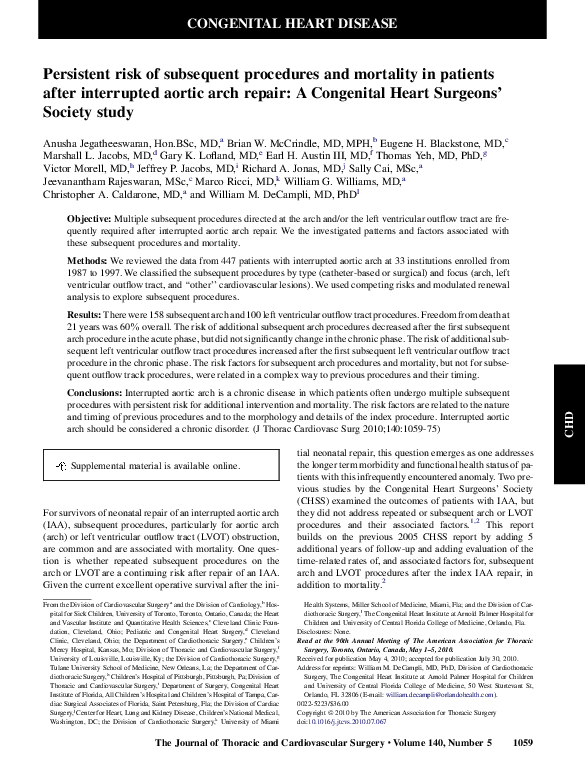 (PDF) One-Stage Repair of an Interrupted Aortic Arch with an ...