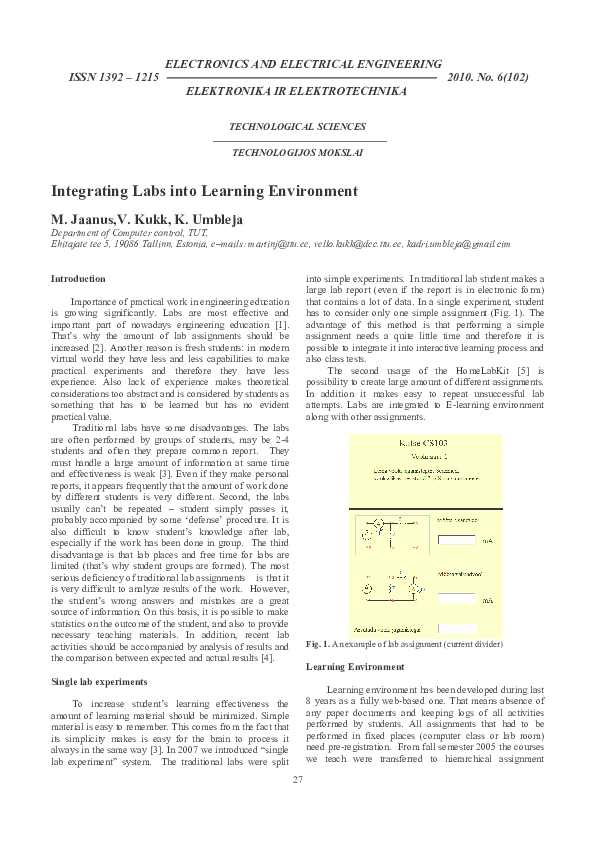 (PDF) Integrating Labs into Learning Environment