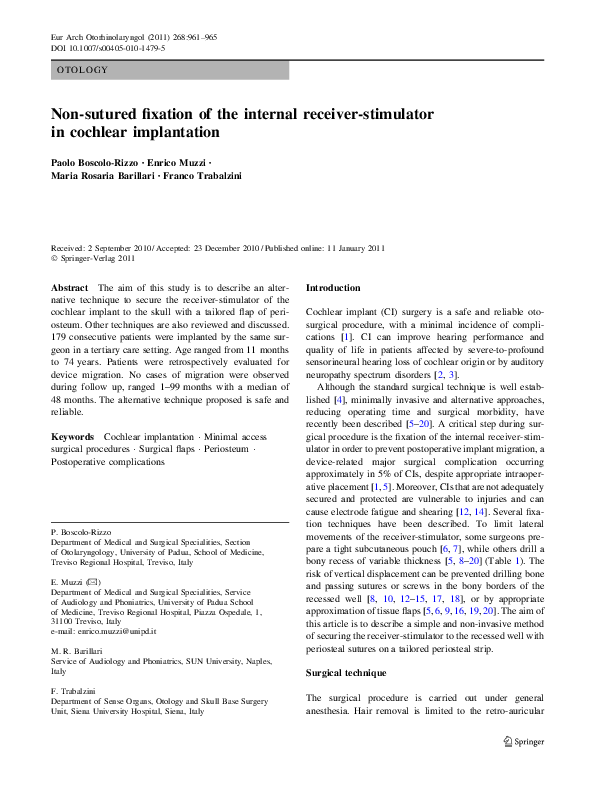 (PDF) Non-sutured fixation of the internal receiver-stimulator in ...