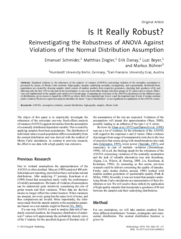 Pdf Is It Really Robust Reinvestigating The Robustness Of Anova