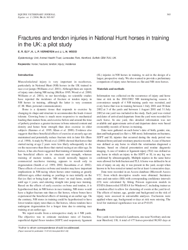 (PDF) Fractures and tendon injuries in National Hunt horses in training ...