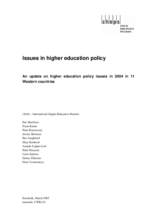 (PDF) Issues in higher education policy : an update on higher education ...