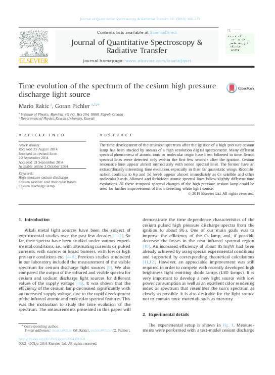 (PDF) Time evolution of the spectrum of the cesium high pressure ...