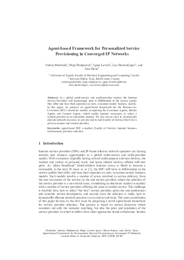 (PDF) Agent-Based Framework for Personalized Service Provisioning in Converged IP Networks