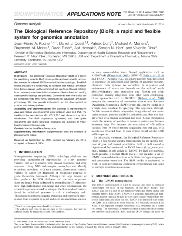 (PDF) The Biological Reference Repository (BioR): a rapid and flexible ...
