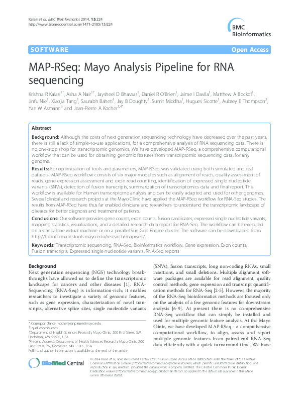 Pdf Map Rseq Mayo Analysis Pipeline For Rna Sequencing