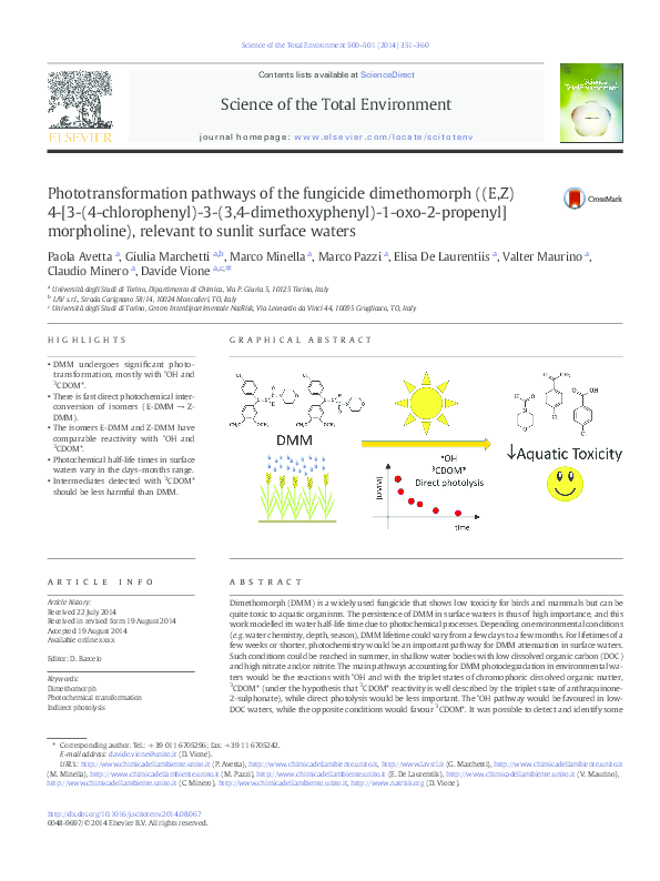 (PDF) Phototransformation pathways of the fungicide dimethomorph ((E,Z ...