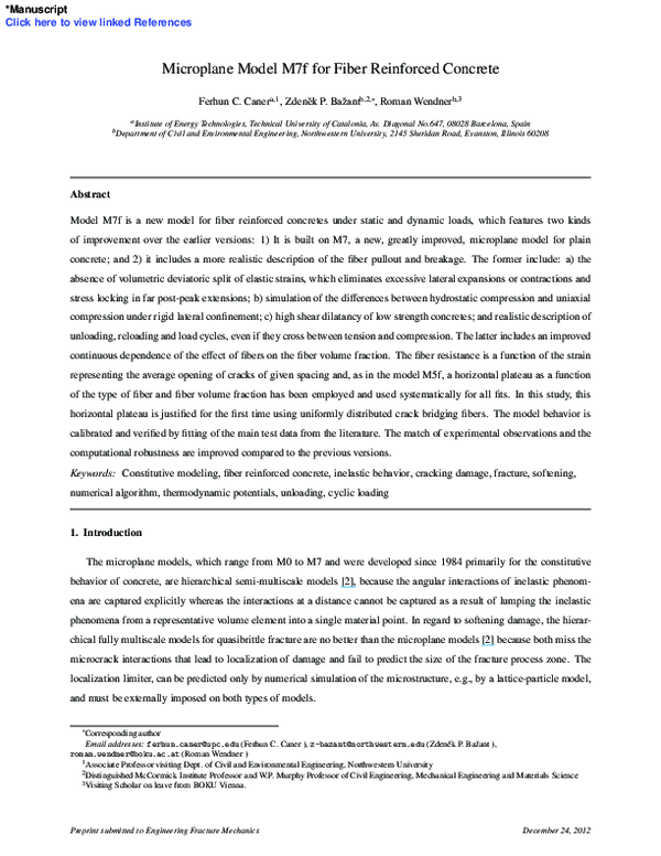Microplane model M7f for fiber reinforced concrete