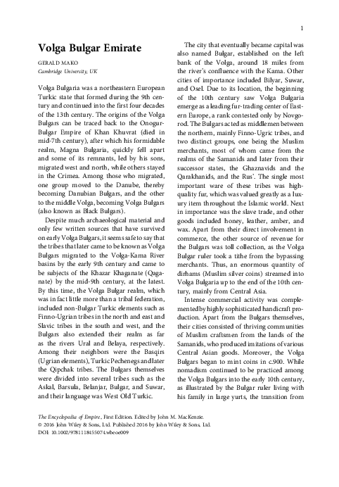 (PDF) The Volga Bulgar Emirate