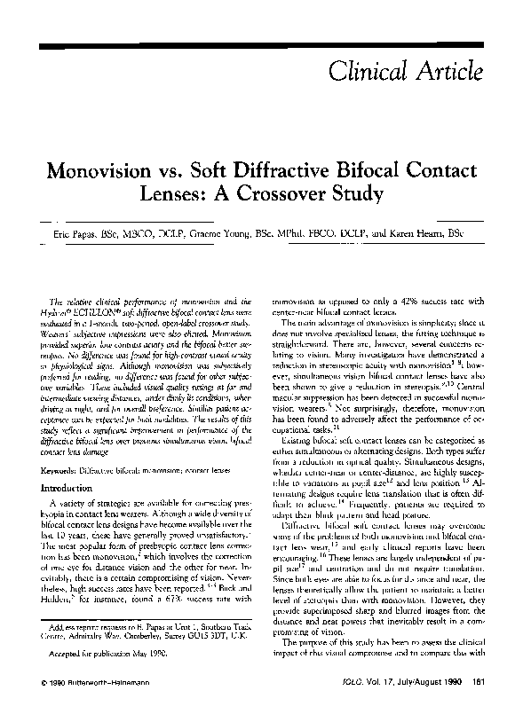 (PDF) Monovision vs. soft diffractive bifocal contact lenses: A ...