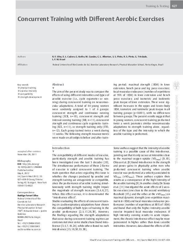 (PDF) Concurrent Training with Different Aerobic Exercises