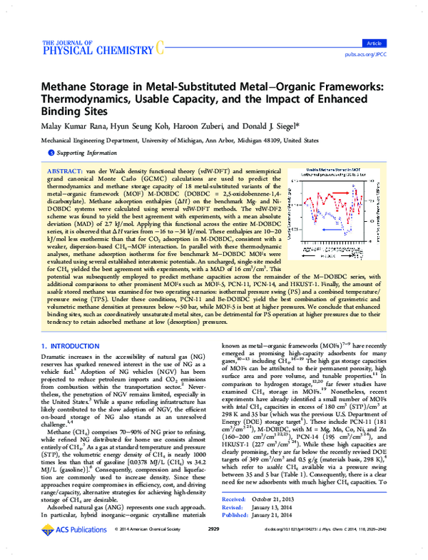 (PDF) Methane Storage in Metal-Substituted Metal–Organic Frameworks ...